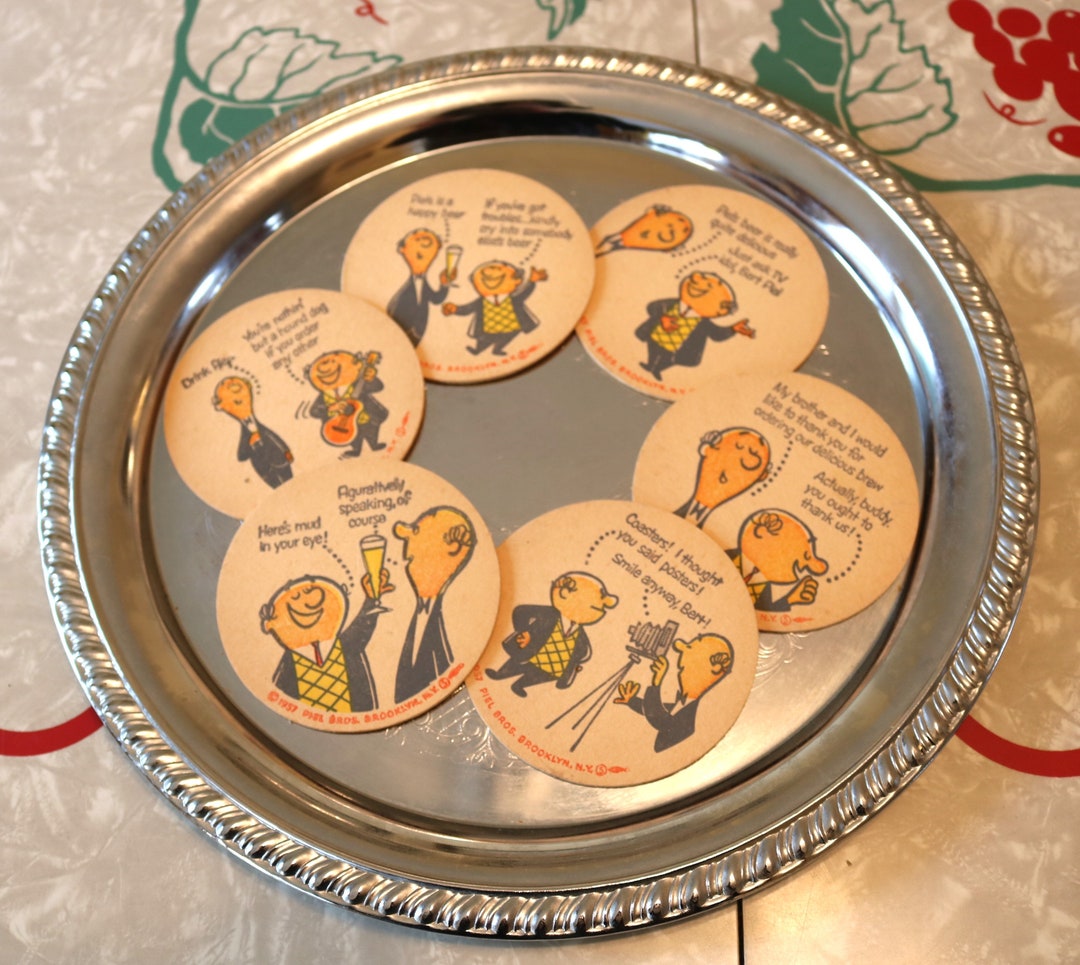 Vintage Harry and Bert Piels Brothers Beer Cardboard Coasters Set of 6 ...
