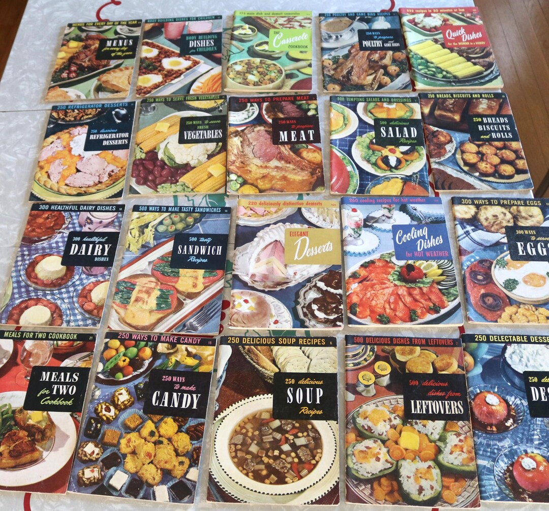 Retro Recipe Booklets 20-piece Set, Midcentury Mini Cookbooks, Culinary ...