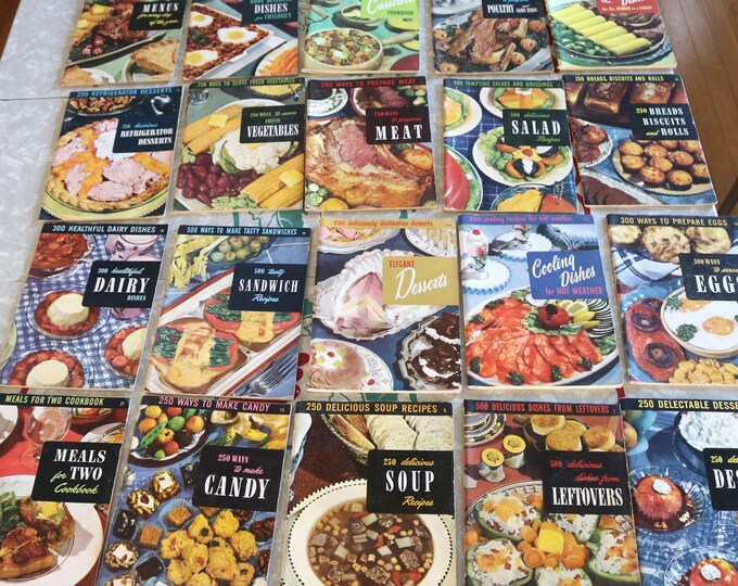 Retro Recipe Booklets 20-piece Set, Midcentury Mini Cookbooks, Culinary ...