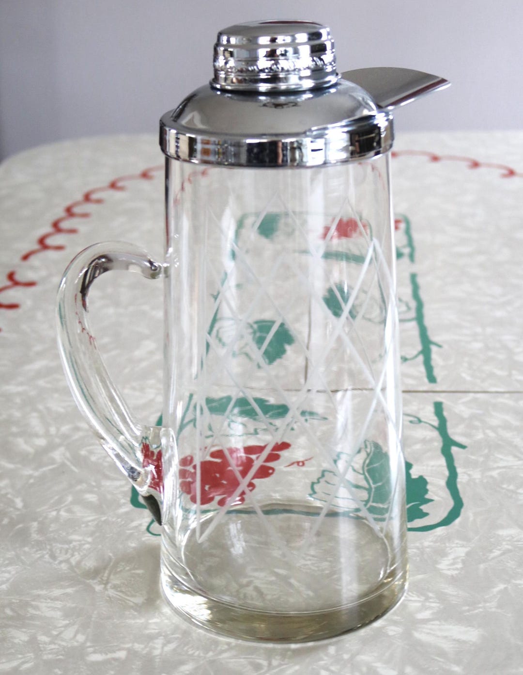 Vintage Glass Martini Pitcher: Mid-century Barware With Chrome Lid - Etsy