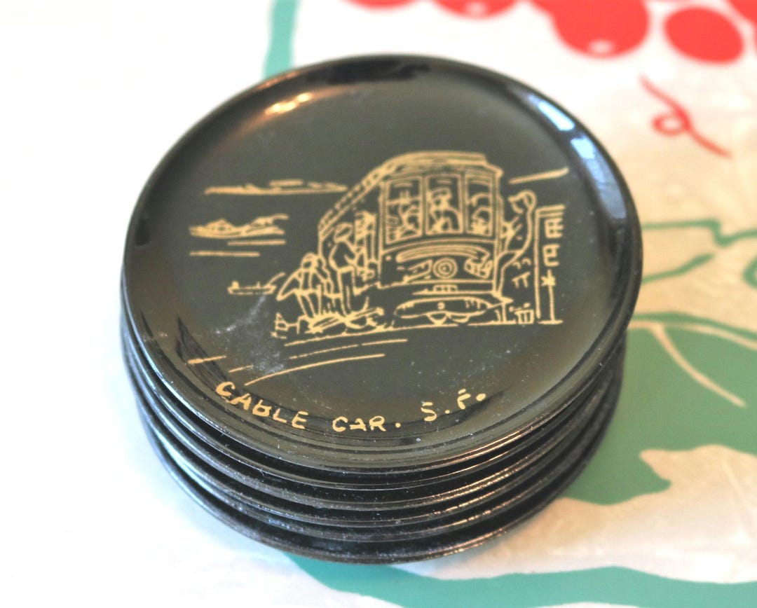 San Francisco Souvenir Vintage Coasters 6 Piece Set - Etsy