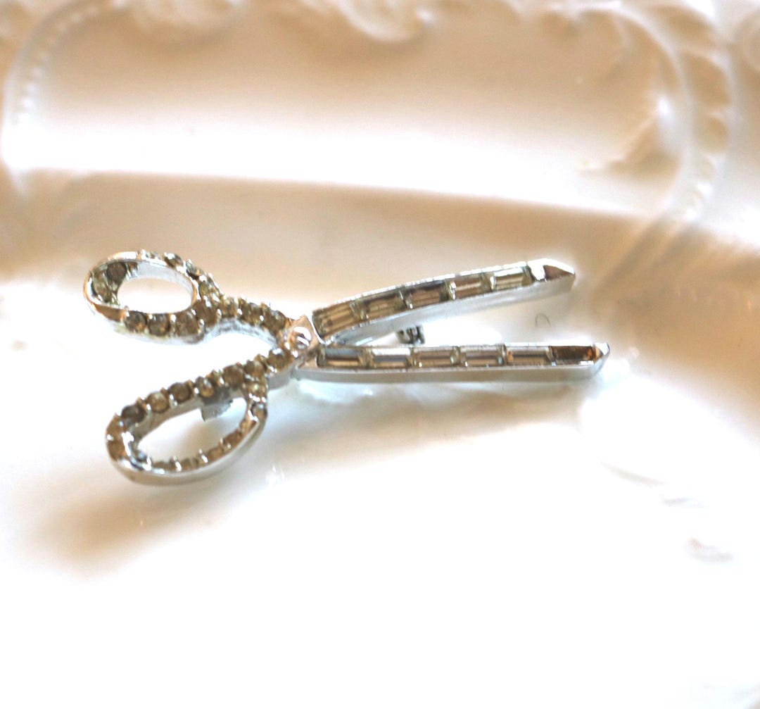 Sparkly Scissor Rhinestone Vintage Pin, Sewing Notion Brooch - Etsy