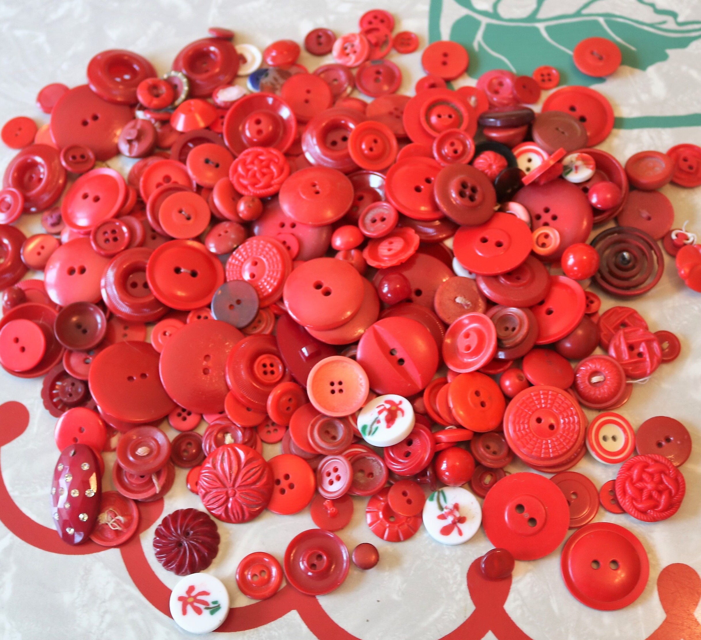 Buttons & Closures Materials Red Buttons in Glass Jar Vintage Red ...