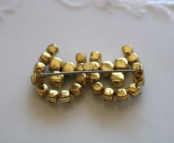 Horseshoe Good Luck Rhinestone Pin Brooch, Midcentury… - Gem