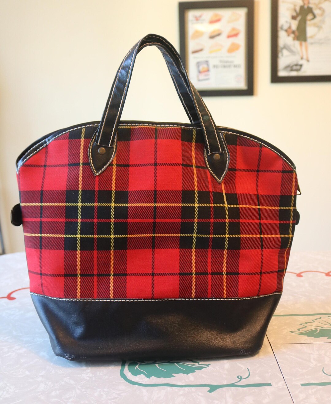 Cool Red Plaid Tote Vintage 1960s Handbag, Midcentury Plaid Bag - Etsy