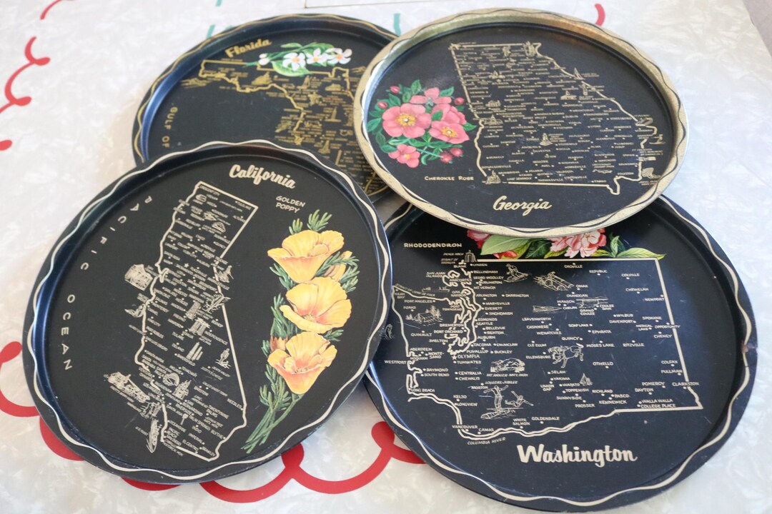 Vintage State Souvenir Platters Available Individually, Midcentury ...