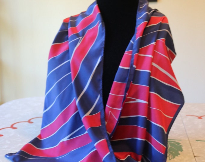Vintage Vera Rectangle Nautical Scarf Black Blue White Red - Etsy
