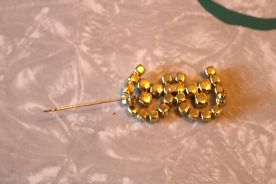 Horseshoe Good Luck Rhinestone Pin Brooch, Midcentury… - Gem