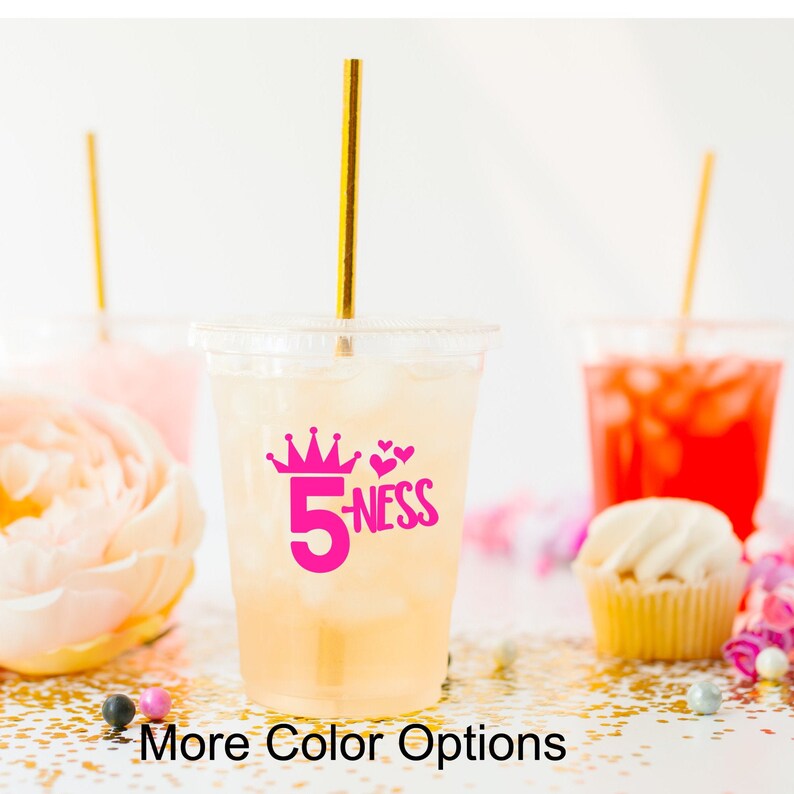 Princess 5th Birthday - Princess Party Cups - Fiveness - 5th Birthday ...