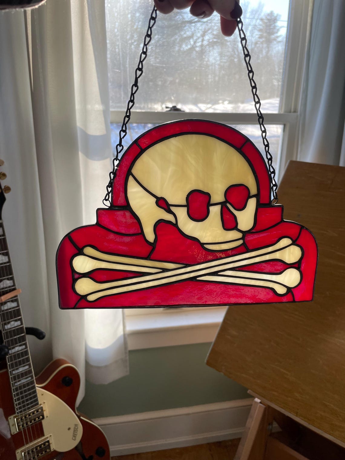 Colonial Headstone Skull + Crossbones Suncatcher - Etsy
