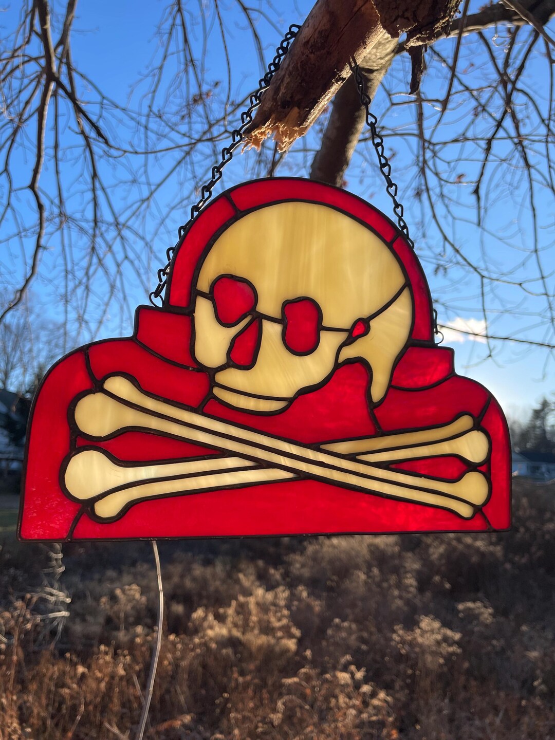 Colonial Headstone Skull + Crossbones Suncatcher - Etsy