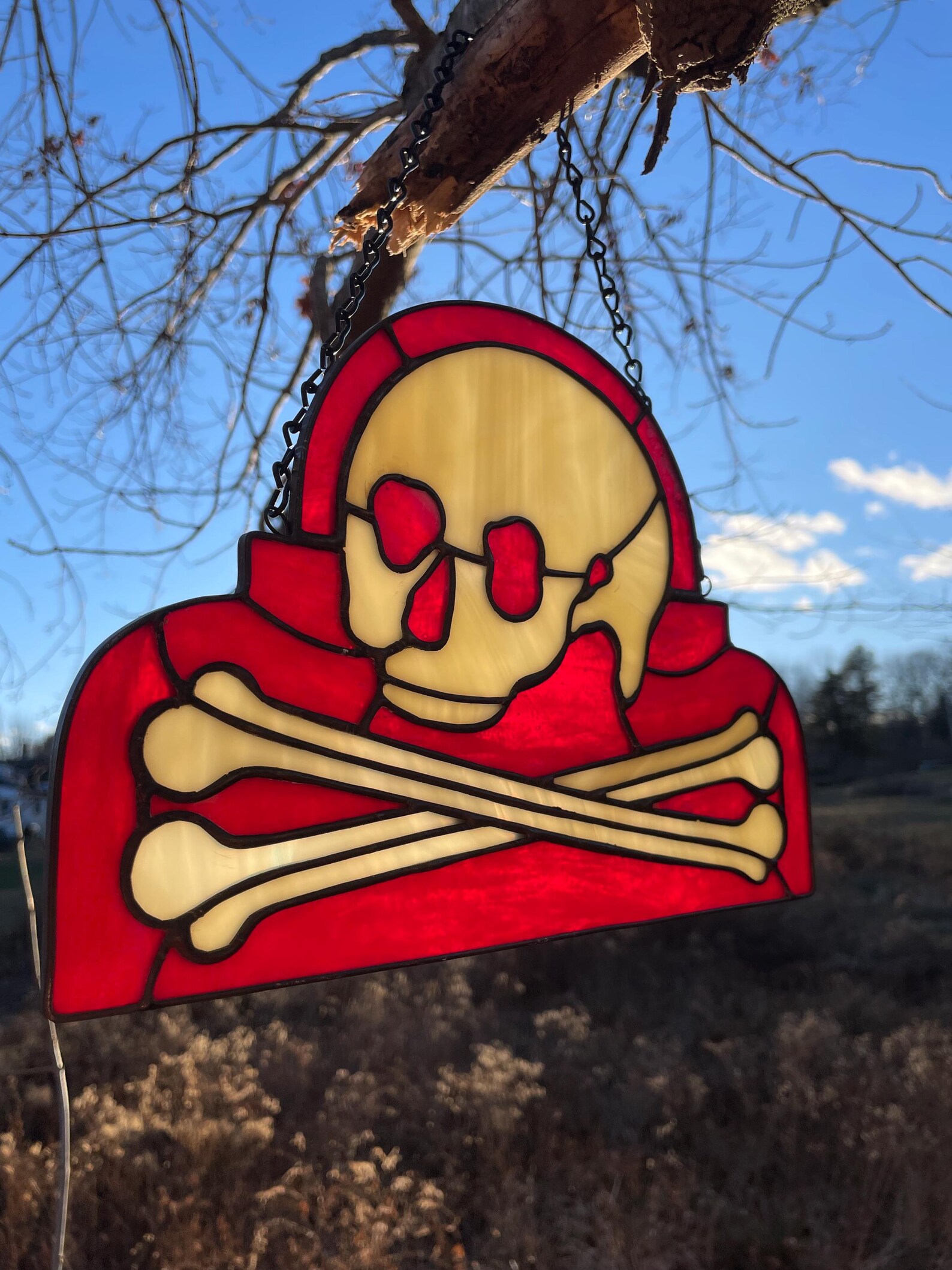 Colonial Headstone Skull + Crossbones Suncatcher - Etsy