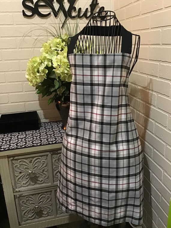 Plaid Mens Apron Unisex Plain Apron | Etsy