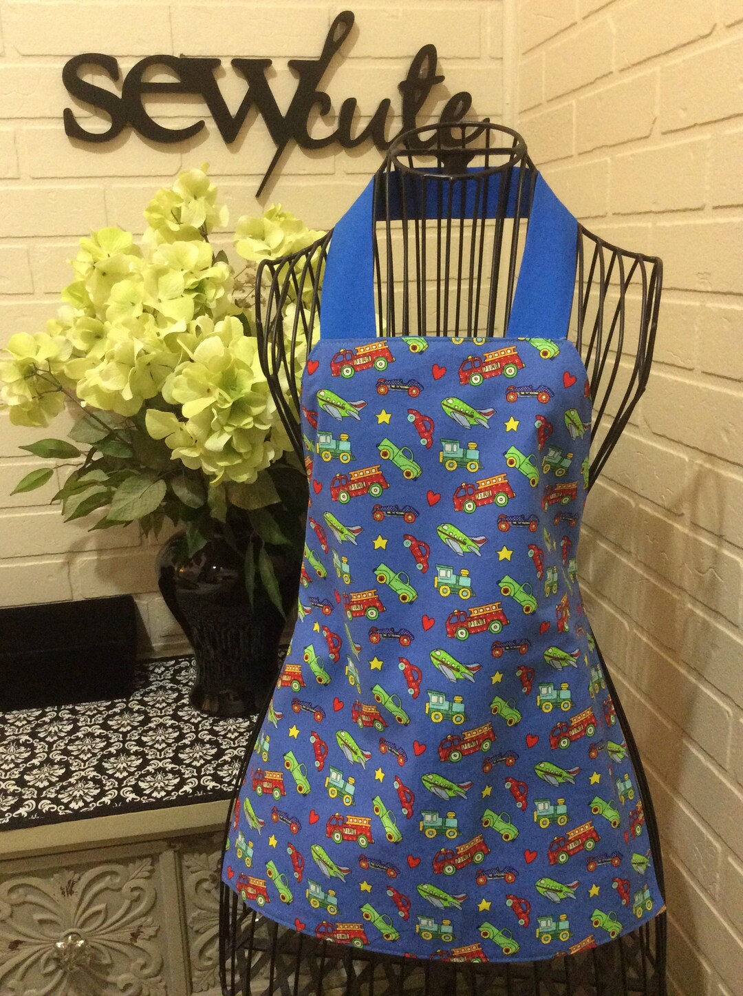 Boy Apron With Trucks,fire Trucks,planes, Trains, Cars and Stars - Etsy