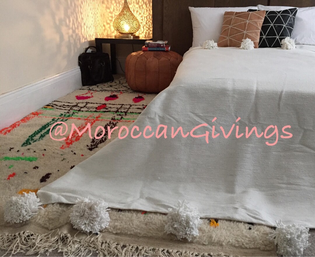 Moroccan Pom Pom Blanket Throw With Pom Pom Moroccan - Etsy UK