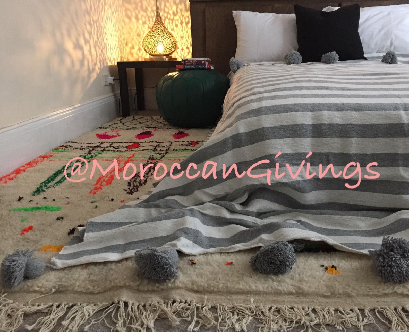 Moroccan Pom Pom Blanket Throw With Pom Pom Moroccan - Etsy UK