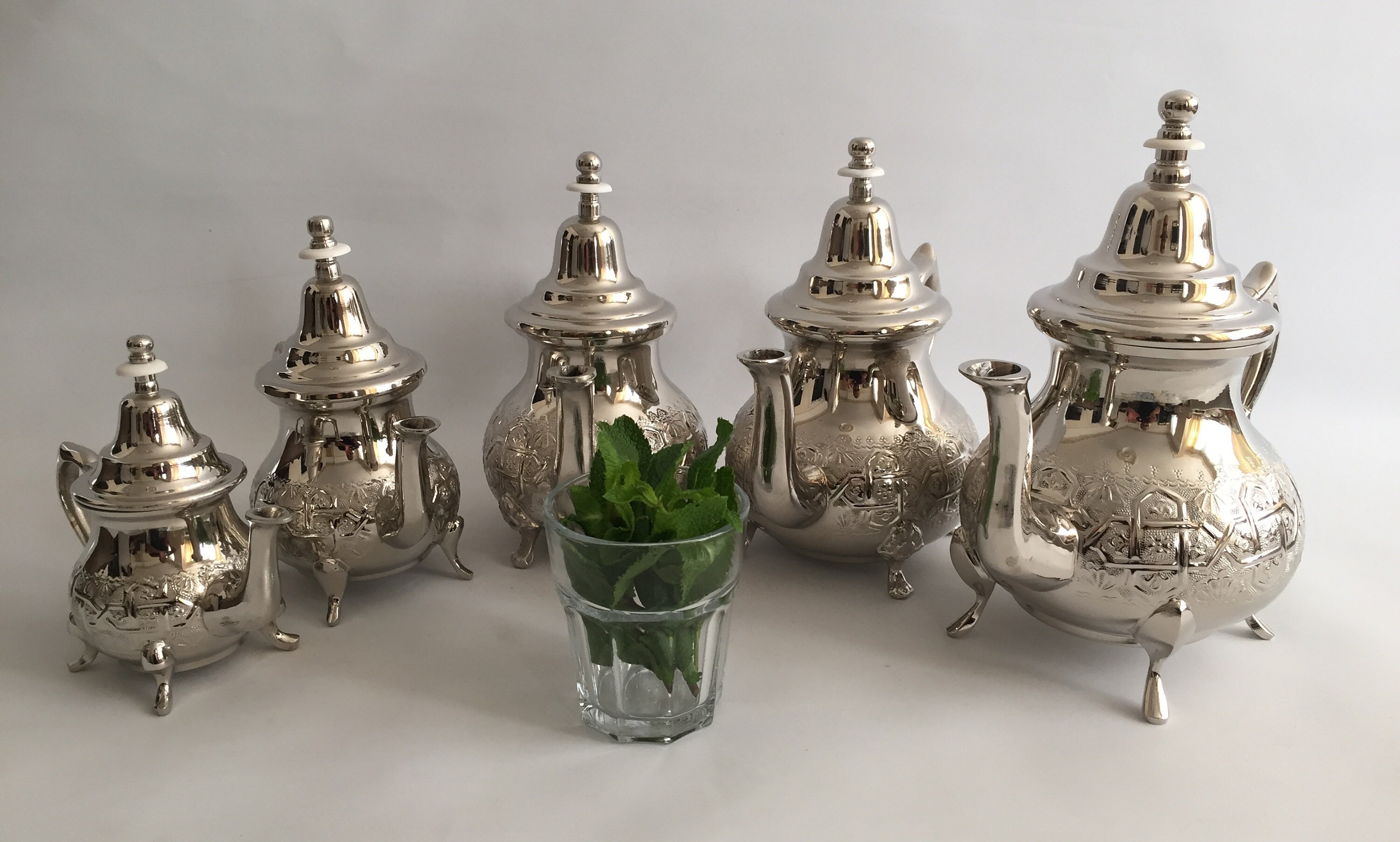 Moroccan Elegant Handcrafted Alpaca Silver Qudsi Teapot From Fez | FREE ...