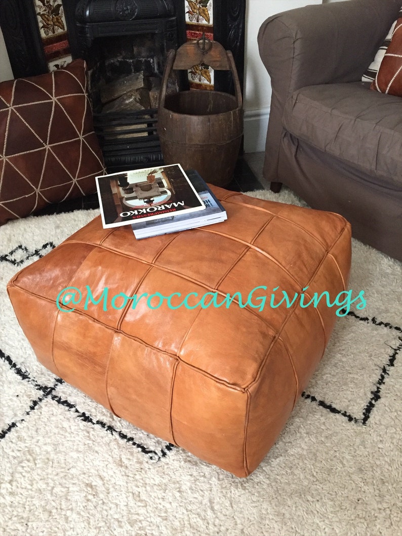Extra Large Leather Floor Cushion | XXL Moroccan Contemporary ...