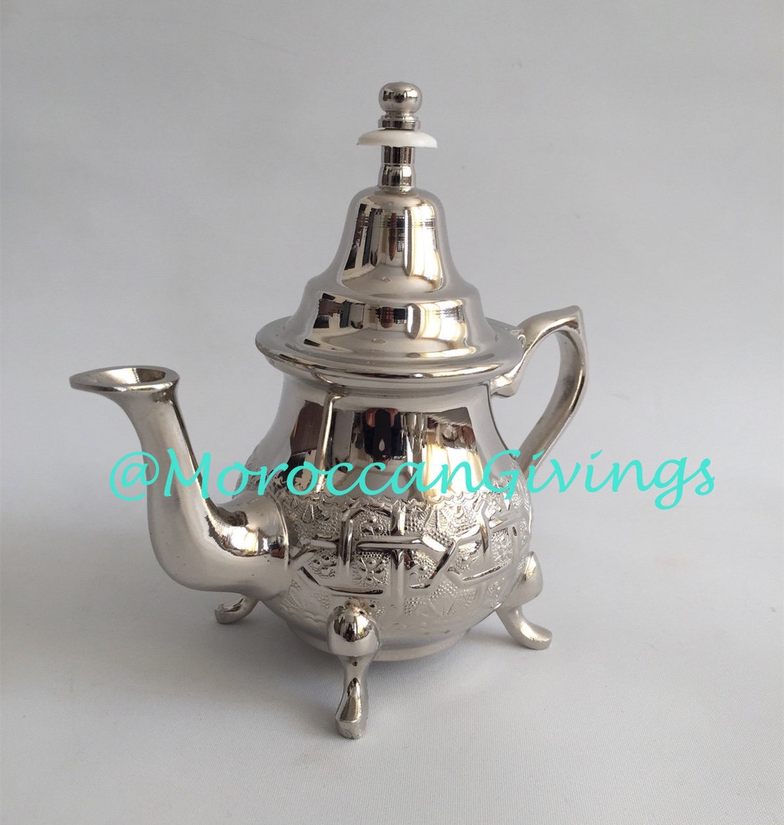 Moroccan Elegant Handcrafted Alpaca Silver Qudsi Teapot From Fez | FREE ...