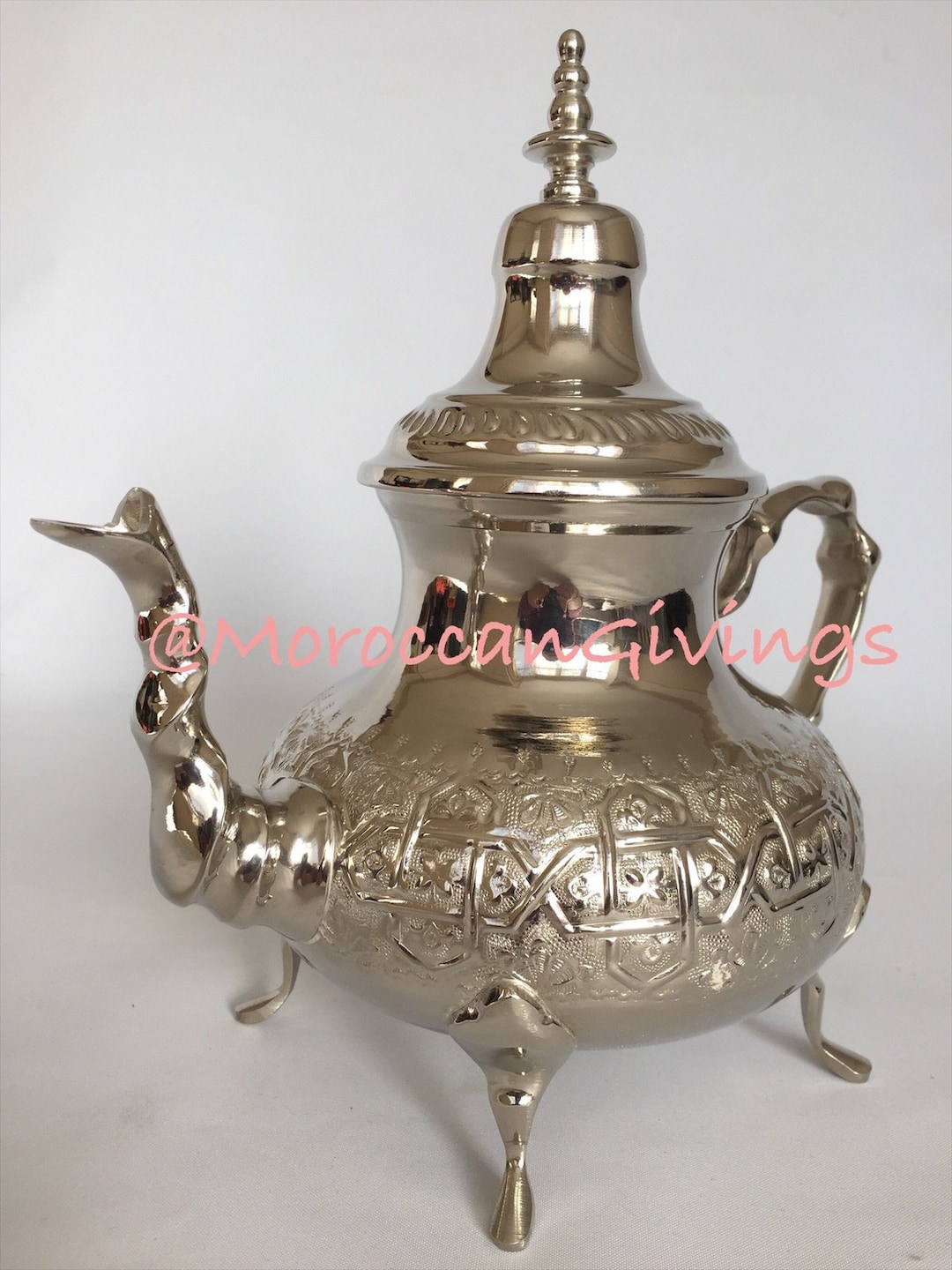 Moroccan Elegant Handcrafted Alpaca Silver Qudsi Teapot From Fez FREE ...