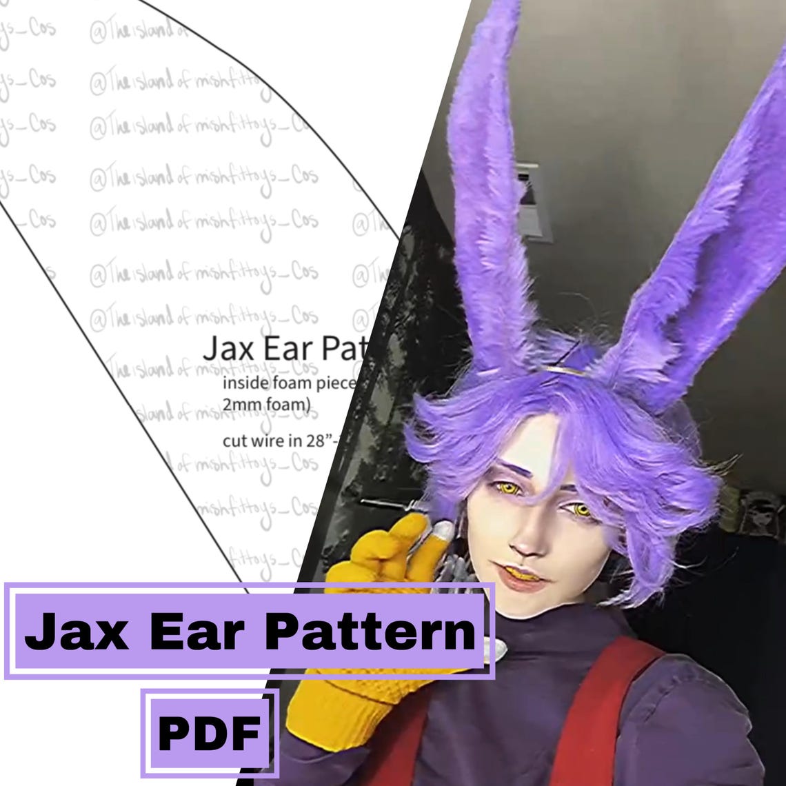 Jax the Amazing Digital Circus Tall Rabbit Ear Cosplay Pattern - Etsy