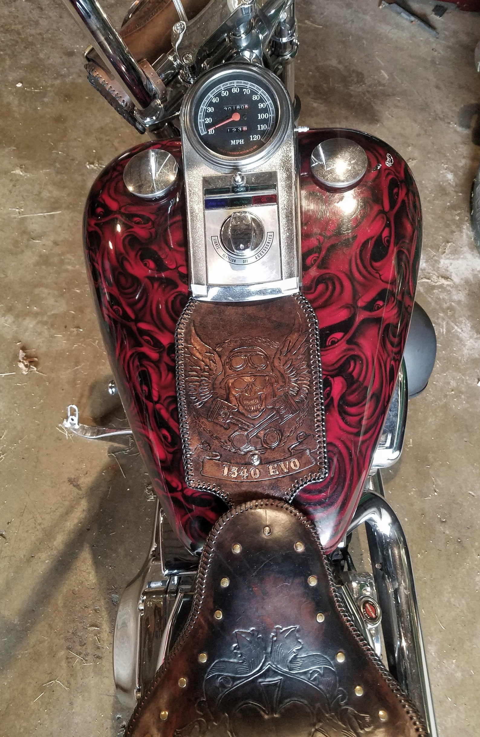 Handcrafted Tooled Leather Fuel Tank Liner: Harley Davidson Softail - Etsy