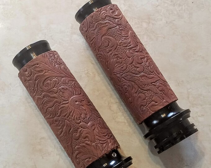 Acanthus Embossed Cowhide Leather Motorcycle Grips - Etsy