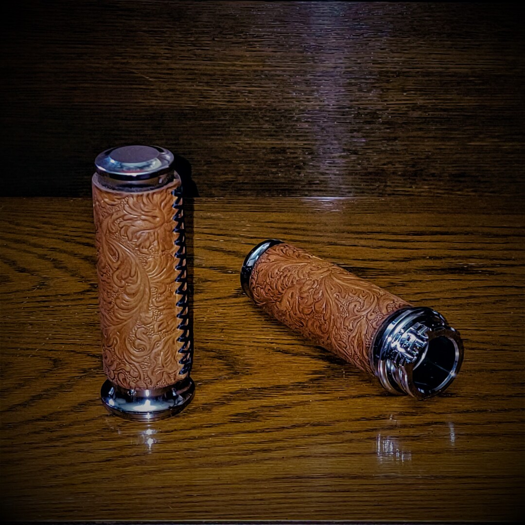 Acanthus Embossed Cowhide Leather Motorcycle Grips - Etsy
