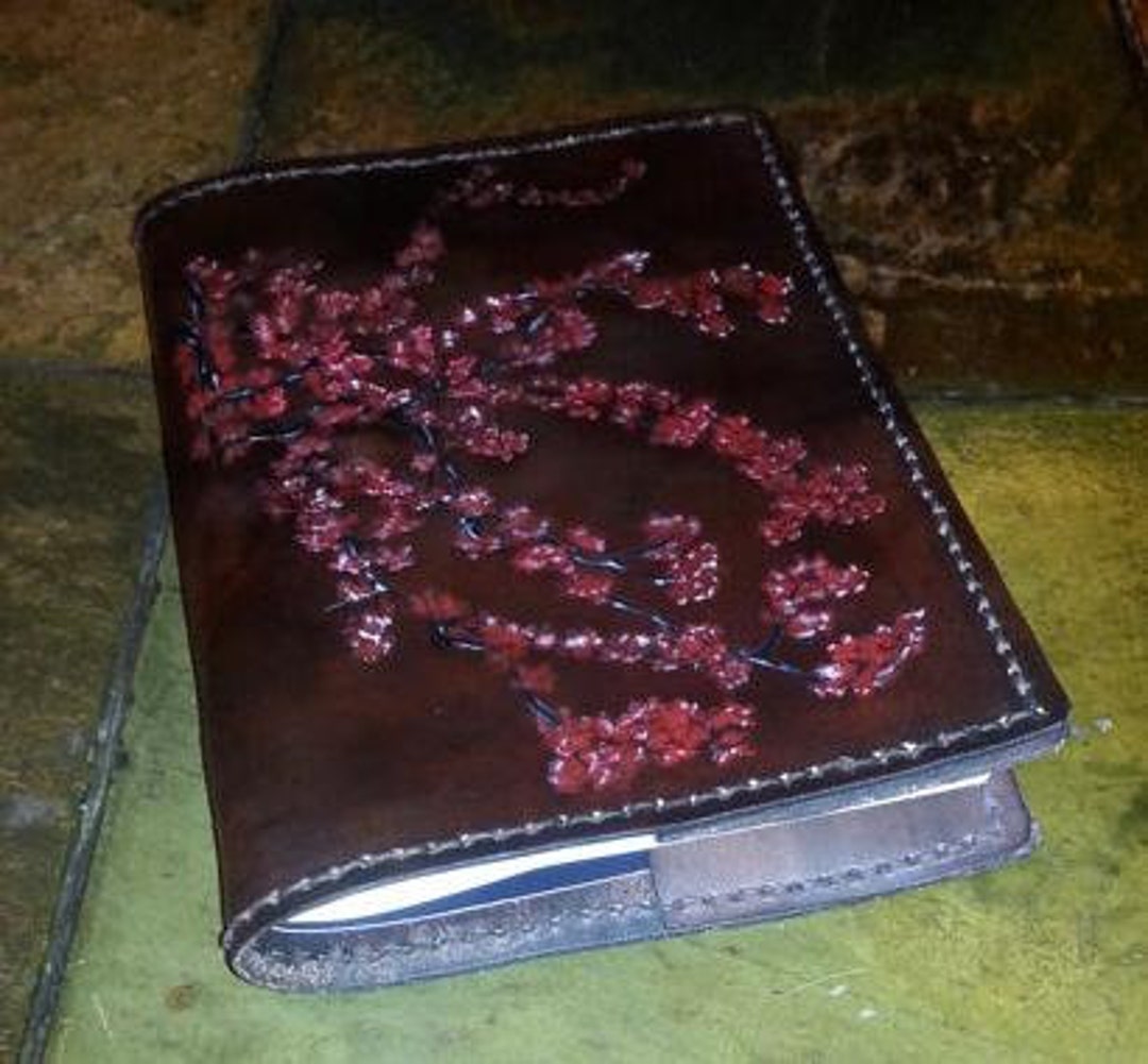 Leather Book Cover Cherry Blossoms Design, Gifts for Her, Gifts for ...