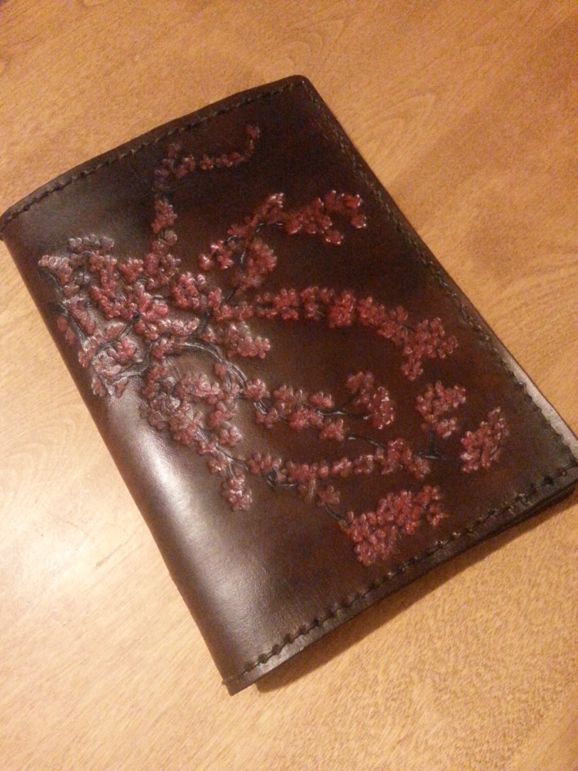 Leather Book Cover Cherry Blossoms Design Gifts for Her | Etsy