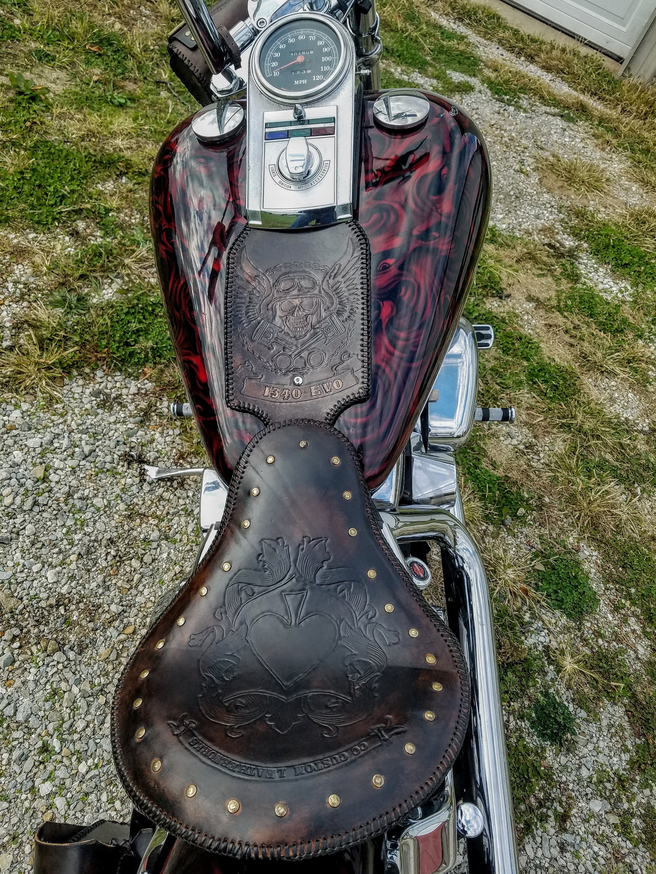 Handcrafted Tooled Leather Fuel Tank Liner: Harley Davidson Softail - Etsy