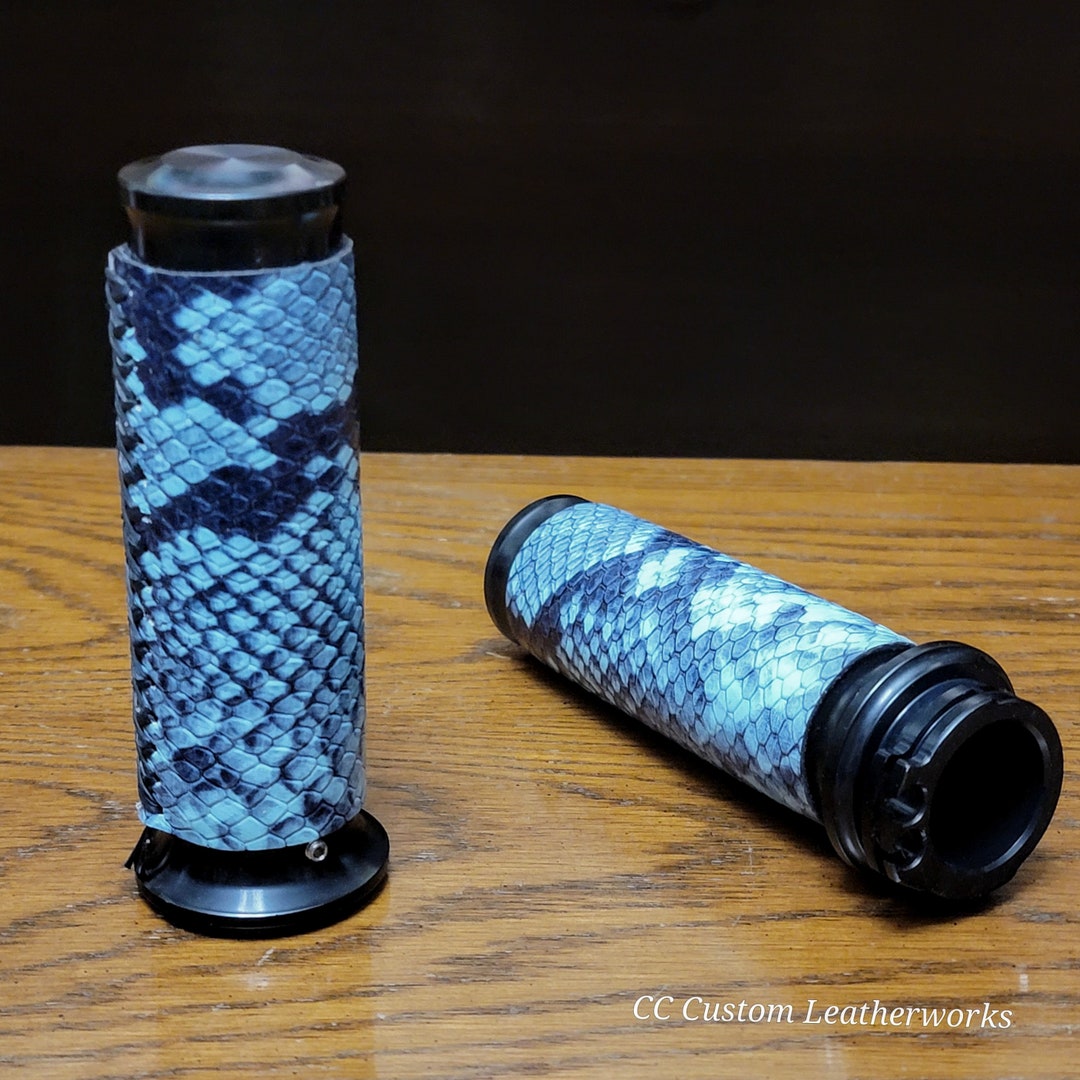 Copperhead-embossed Leather Hand-grips, Cowhide, Leather Wraps, Chrome ...