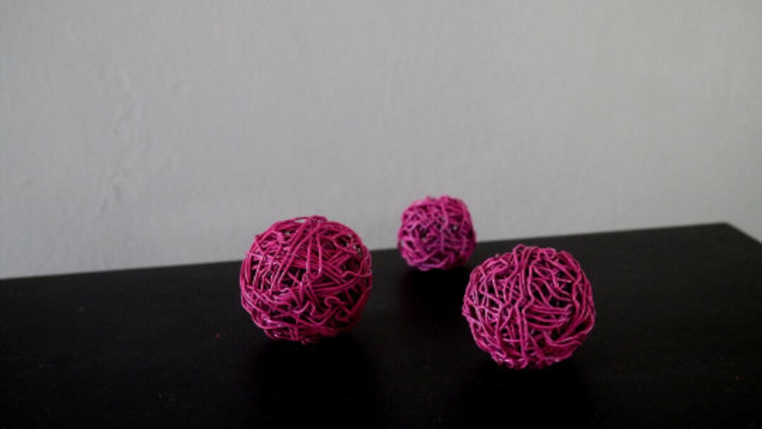 Three Handmade Wire Balls, Pink Ball Art Decor - Etsy