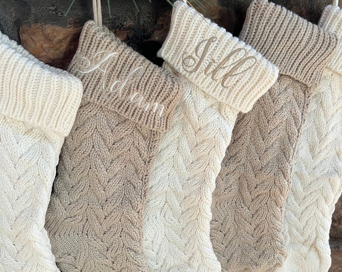 Personalized Embroidered Christmas Stockings, Custom Monogram Knitted ...