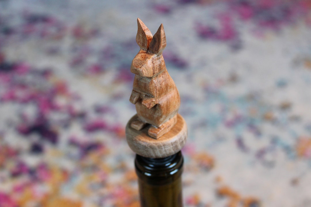 Hand-carved Rabbit Wine Stopper - Etsy