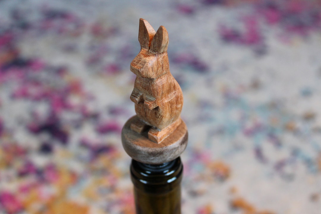 Hand-carved Rabbit Wine Stopper - Etsy