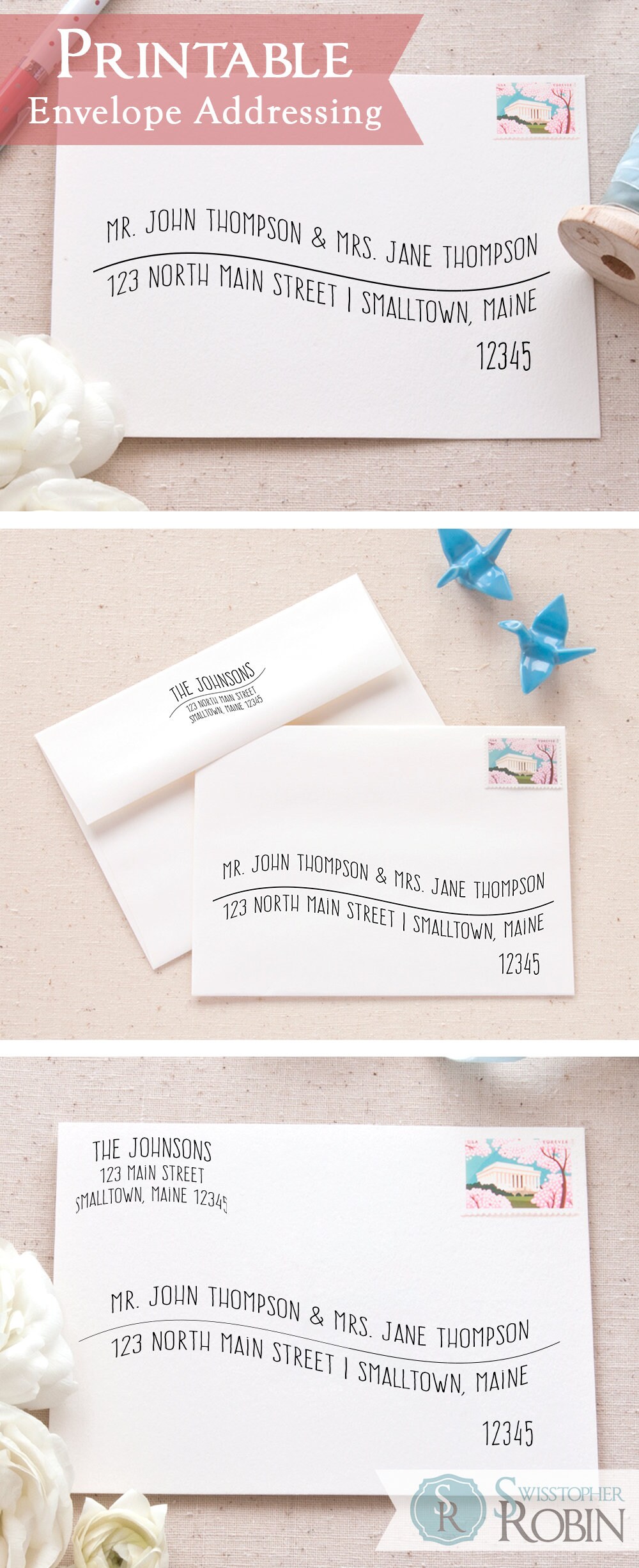 Printable Envelope Address Template Bundle Casul Wave - Etsy