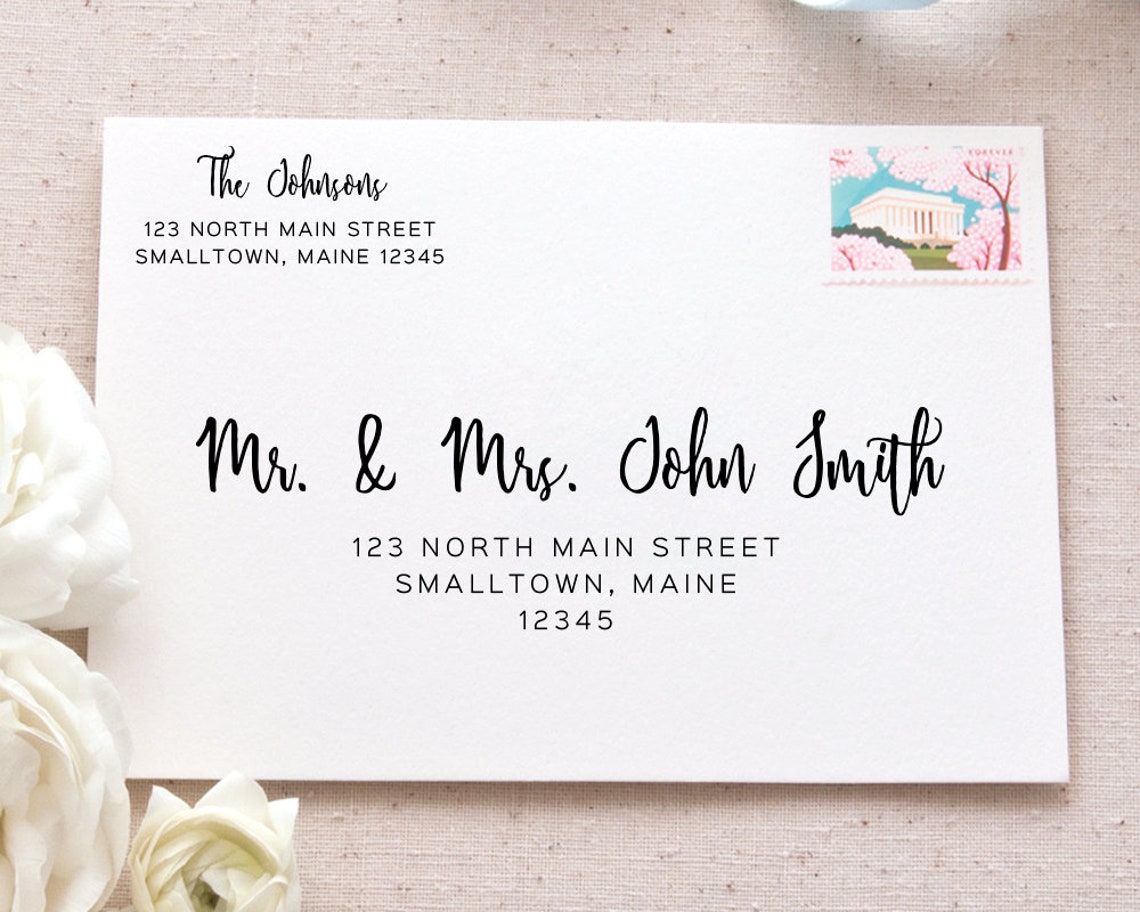 Printable Envelope Address Template Romantic Calligraphy - Etsy
