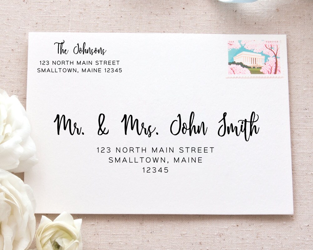 Printable Envelope Address Template Romantic Calligraphy | Etsy