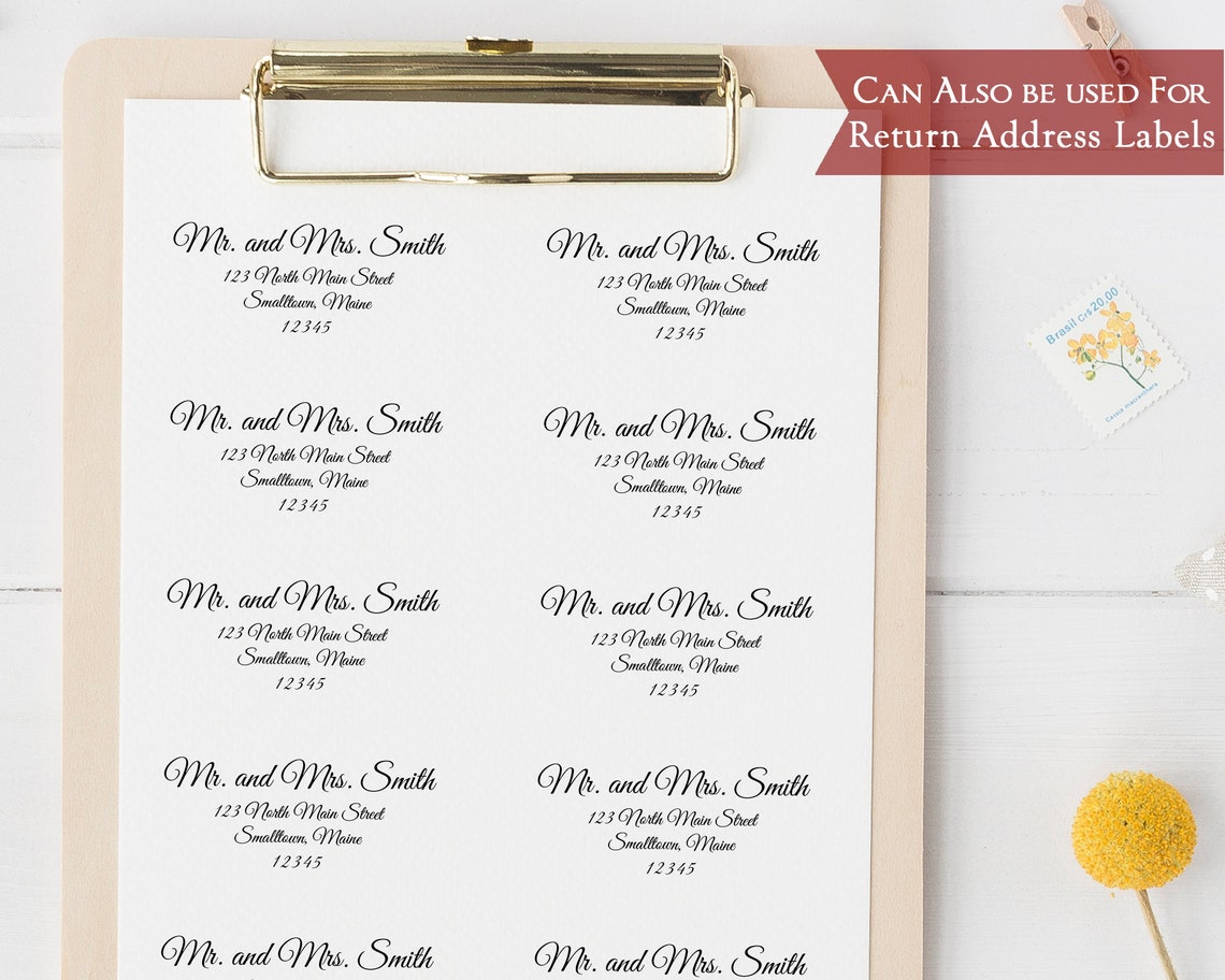 Printable Mail Address Label Template Elegant Calligraphy - Etsy