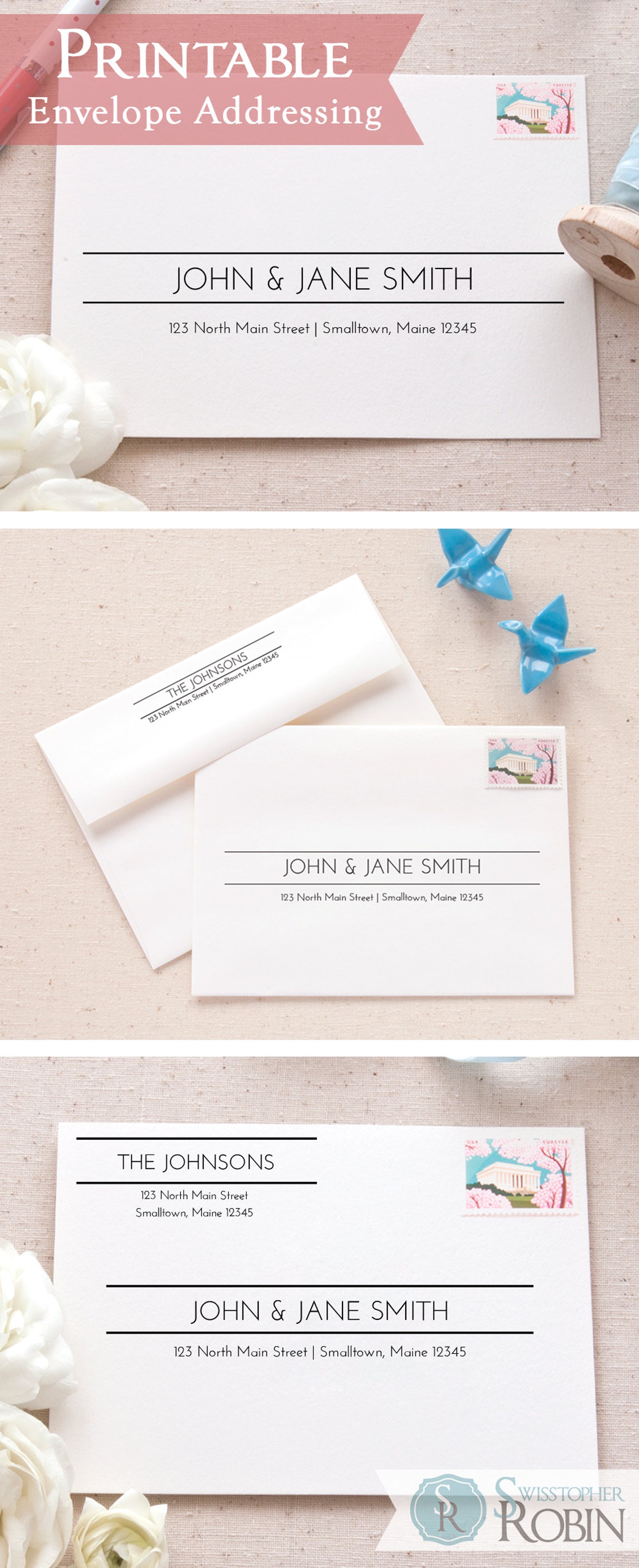 Printable Envelope Address Template Bundle Clean and Modern | Etsy