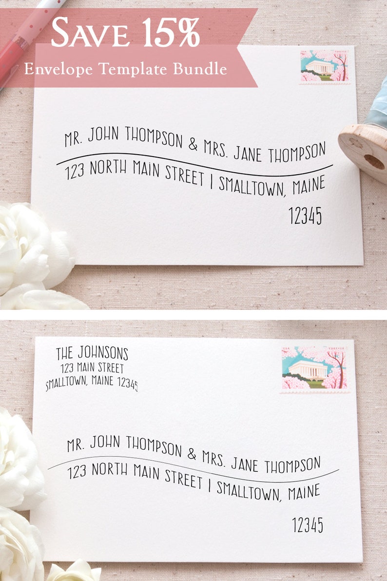 Printable Envelope Address Template Casual Wave Addressing - Etsy