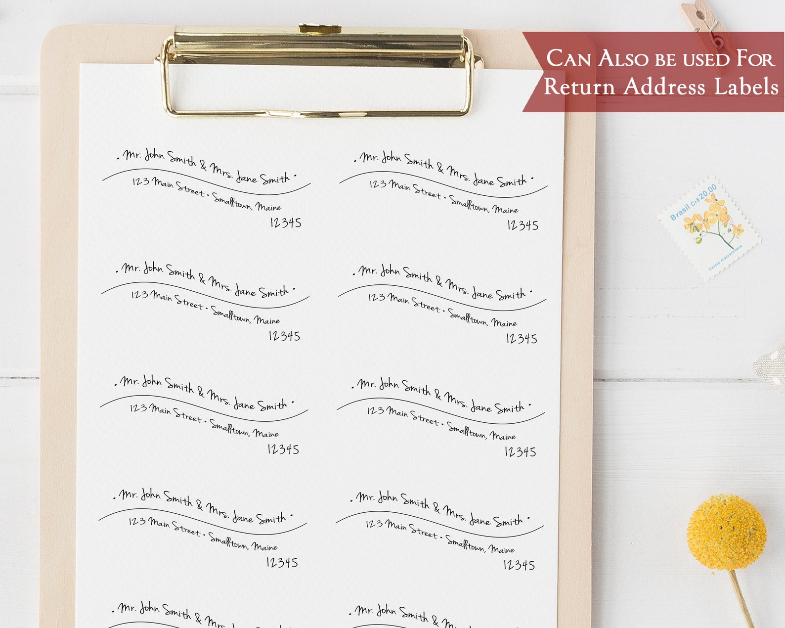 Printable Mail Address Label Template Hand-lettered Wave Printable Mail ...