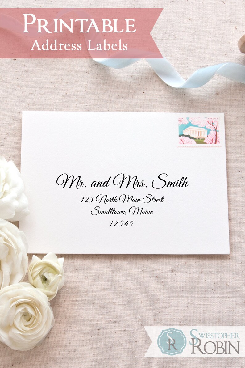 Printable Mail Address Label Template Elegant Calligraphy - Etsy