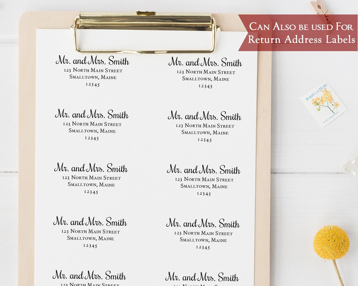 Classic Calligraphy Mailing Labels Template Easy to Use Printable ...