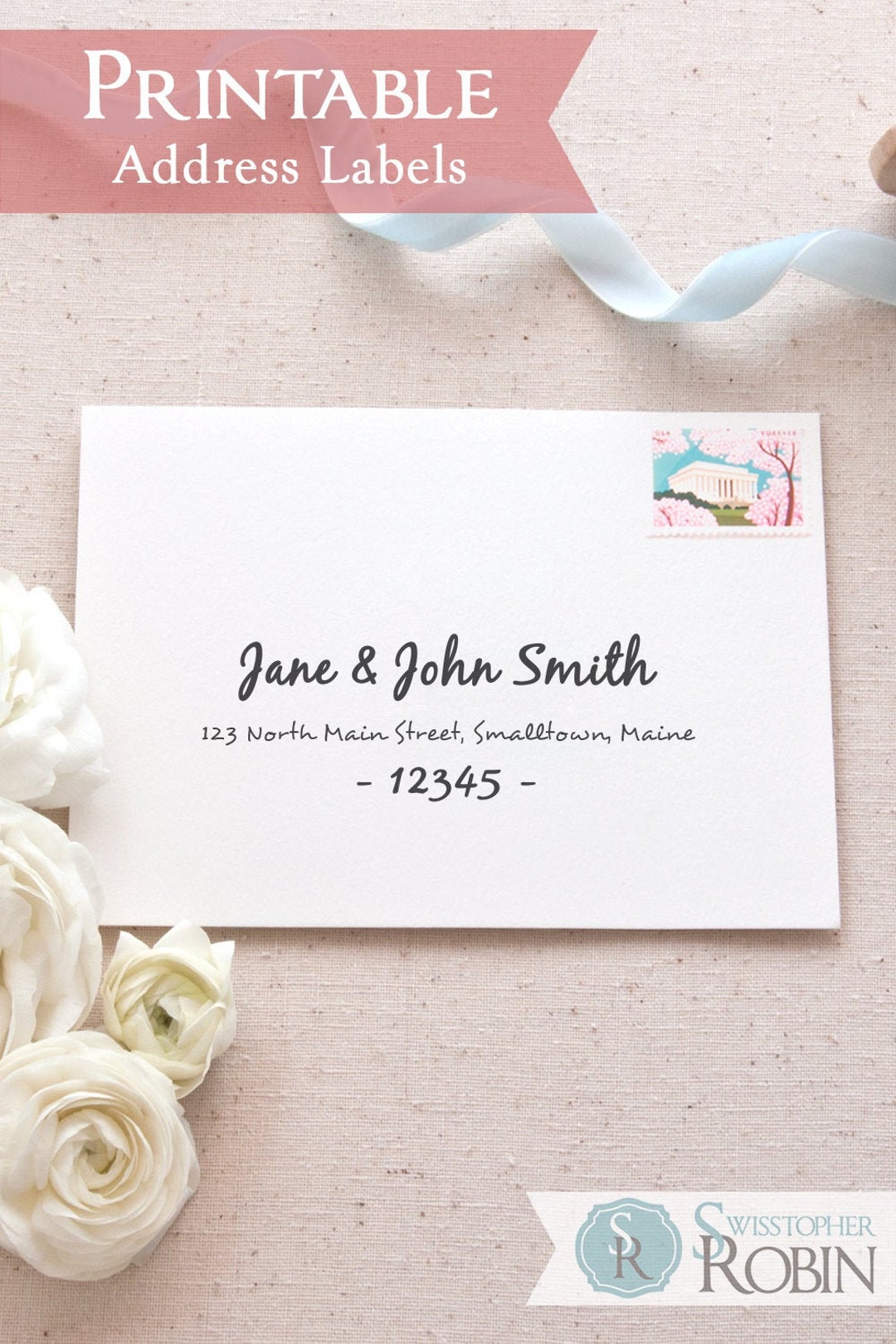 Printable Mail Address Label Template Hand-lettered Calligraphy ...