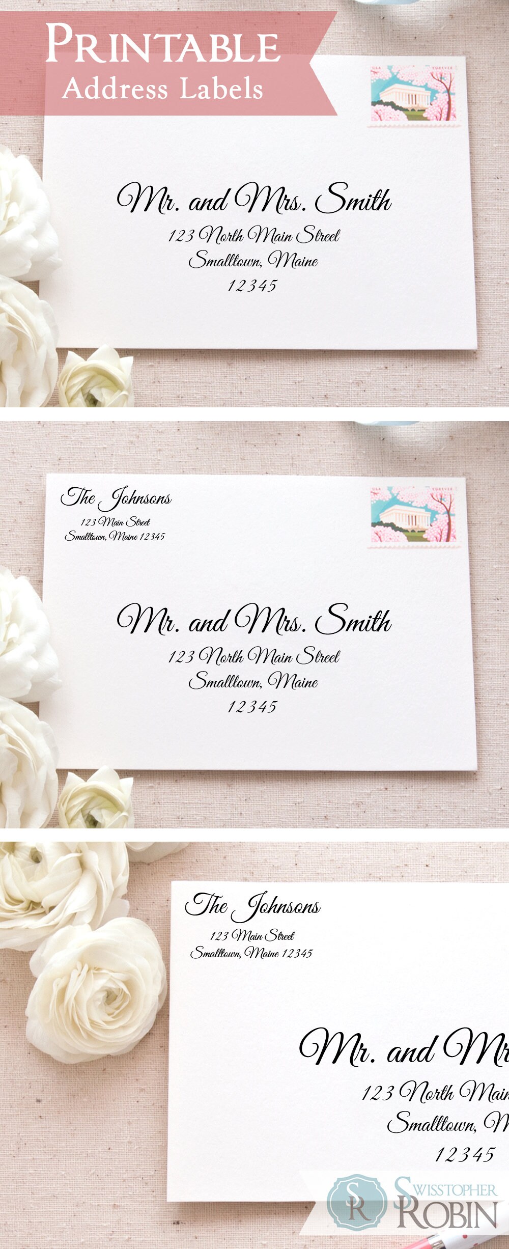 Elegant Calligraphy Address Label Bundle Printable Mailing | Etsy