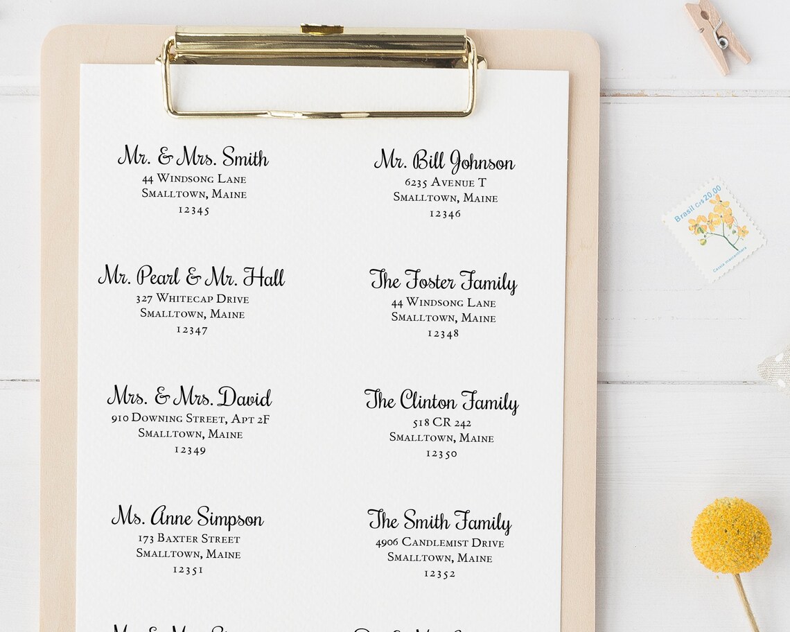 Classic Calligraphy Mailing Labels Template Easy to Use Printable ...