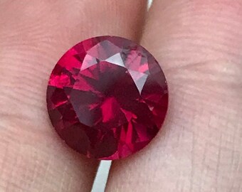 Round Faceted Lab Created Red Ruby synthetic Corundum 10 - Etsy
