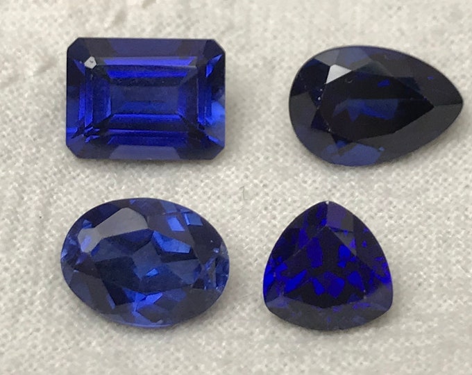 10 Carats of Blue Lab Sapphires, Lot of Assorted Shapes 2-3 Carats, 7 ...